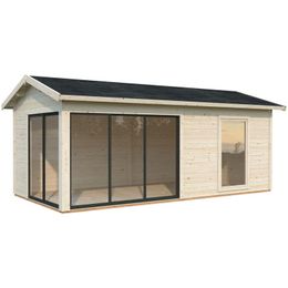Palmako Gartenhaus &raquo;Amanda Slide&laquo; verschiedene Farben beige Massivholz Fu&szlig;boden im Gartenhaus, ohne Dacheindeckung