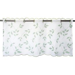 Delindo Lifestyle Scheibengardine &raquo;Bl&auml;tter&laquo; Stangendurchzug 1 Stk. tlg. mit Stangendurchzug f&uuml;r die K&uuml;che wei&szlig; Voile, Polyester 45cm, Stangendurchzug, 85cm