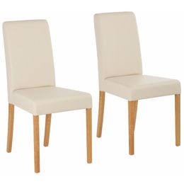 Home Affaire 4-Fu&szlig;stuhl &raquo;Bologna&laquo; (Set) 2 Stk.Gestell aus Massivholz beige Holzwerkstoff, Massivholz B/H/T: 44cm x 91cm x 56cm, 2 Stk., Kunstleder