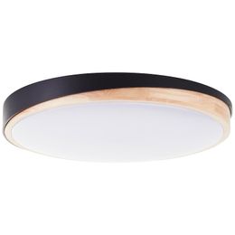 Brilliant LED Deckenleuchte &raquo;Baarlo&laquo; 1 Stk. warmwei&szlig; - kaltwei&szlig; &Oslash; 50 cm, 4500 lm, 3000-6500 K, dimmbar, Fernbedienung, Holz/Metall schwarz &Oslash; 50cm H: 8cm, 1 Stk.