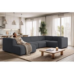 OTTO home Wohnlandschaft &raquo;Merid U-Form, B: 367 cm&laquo; jederzeit durch Module erweiterbar grau 100% Polyester B/H/T: 367cm x 70cm x 206cm, Cord, Ottomane 