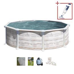 GRE Rundpool &raquo;Groenlandia inkl. Zubeh&ouml;r&laquo; H&ouml;he: 132 cm, in versch. Gr&ouml;&szlig;en erh&auml;ltlich beige &Oslash;/B/H/L: 350cm x Breite x H&ouml;he 132cm x L&auml;nge, 11.250 l