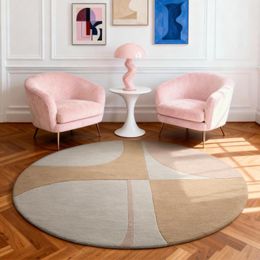 Ted Baker Wollteppich &raquo;Windmill&laquo; rund 15 mm H&ouml;he Wolle, Naturteppich, Handgemacht, Wohnzimmer, Schlafzimmer, bunt Wolle &Oslash; 200cm 1 Stk., 15mm, &Oslash; 200cm