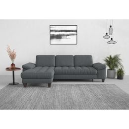 Sit & More sit&more Ecksofa &raquo;Westham L-Form&laquo; Recamiere, mit oder ohne Schlaffunktion, Bettkasten, F&uuml;&szlig;e wengefarben grau 100% Polyester B/H/T: 275cm x 88cm x 