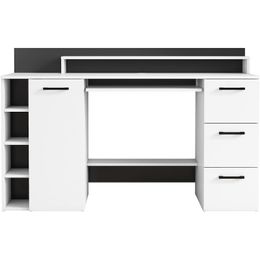 OTTO home Schreibtisch &raquo;Moid&laquo; mit Schubladen, Tastaturauszug und Monitorablage, Breite 140 cm wei&szlig; B/H/T: 140cm x 74cm x 55cm