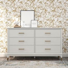 Kommode &raquo;Westerleigh&laquo; mit 6 Schubladen, MDF, Beine aus Massivholz, H&ouml;he 85 cm, Breite 145 cm wei&szlig; MDF, Massivholz B/H/T: 145cm x 85cm x 41cm, 6 Stk., 