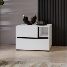 OTTO home Nachtkommode &raquo;Cross, moderner griffloser Nachtschrank&laquo; Nachttisch, Nachtkonsole mit 2 Schubladen wei&szlig; B/H/T: 55cm x 40cm x 40cm, 2 Stk.
