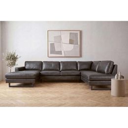 OTTO home Wohnlandschaft &raquo;Pinto, 350 cm, U-Form, XXL, mit Ottomanen&laquo; Cord, Chenille, Lederoptik, mit Keder, Metallf&uuml;&szlig;e, Wellenunterfederung Luxus-