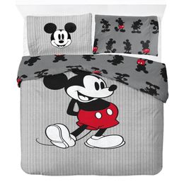 Disney Kinderbettw&auml;sche &raquo; Mickey Mouse Bettbezug-Set 135x200 cm + Kissenbezug 80x80 cm&laquo; 2 tlg. 100 % Baumwolle, maschinenwaschbar, wendbar grau Washed Cotton