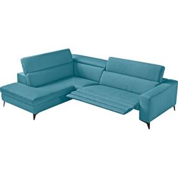 Egoitaliano Ecksofa &raquo;Edith, Designsofa mit hohem Sitzkomfort, Breite 269cm, L-Form&laquo; inkl. elektrischer Relaxfunktion und manuell verstellbaren Kopfteilen blau 