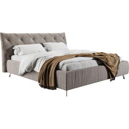 Home Affaire Polsterbett &raquo;Elloree in 4 Breiten bis 200cm, auch in Leder&laquo; Kopfteilh&ouml;he 105cm, belastbar bis 280 kg, auch in &Uuml;berl&auml;nge 220cm silber 100%