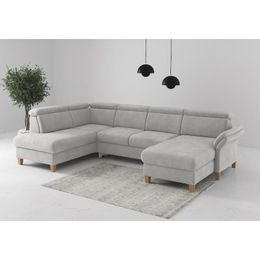 OTTO home Wohnlandschaft &raquo;Glendale, U-Form&laquo; inkl. Kopfteilverstellung, wahlweise mit Vorziehsitz und Bettkasten grau 90% Polyester, 10% Polyamid B/H/T
