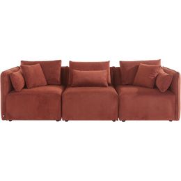 OTTO home 3-Sitzer &raquo;N&ouml;re&laquo; 3 Teile, in vielen Bezugsqualit&auml;ten und Farben s. auch "N&ouml;re" orange 92% Polyester, 8% Polyamid B/H/T: 262cm x 86cm x 90cm, 