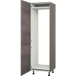KOCHSTATION K&uuml;hlumbauschrank &raquo;Trea&laquo; f&uuml;r integrierte K&uuml;hl-Gefrierkombi 176,6 cm, Breite 60 cm, H&ouml;he 195 cm grau B/H/T: 60cm x 195cm x 56cm, T&uuml;ren: 2 