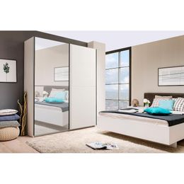 Home Affaire Schwebet&uuml;renschrank &raquo;Ksanti&laquo; hochgl&auml;nzende Front, mit Spiegel wei&szlig; Glas, Holzwerkstoff, MDF wei&szlig;, B/H/T: 217cm x 210cm x 61cm, T&uuml;ren: 2 
