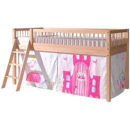 Vipack Spielbett &raquo;Forrest, Absturzschutz mit Sprossen-Optik, Pfostenst&auml;rken ca. 50x50mm&laquo; Buche natur lackiert, stabil und hochwertig gebaut, inkl. Lattenrost