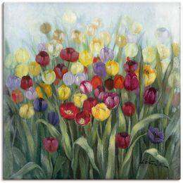 Artland Leinwandbild &raquo;Tulpenwiese II&laquo; Blumenwiese 1 Stk. tlg. auf Holzrahmen gespannt bunt B/H/T: 30cm x 30cm, Leinwandbild Blumenwiese, 1 Stk.