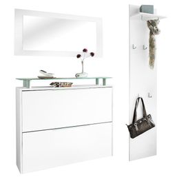 borchardt M&ouml;bel borchardt M&ouml;bel Garderoben-Set &raquo;Rena mit Schuhschrank, Paneel und Spiegel&laquo; 3 Stk. tlg. wei&szlig; B/H/T: 129cmcm x 160cmcm x 23cmcm