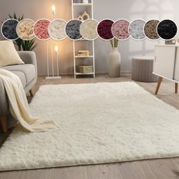 Paco Home Hochflor-Teppich &raquo;Silky 591&laquo; rechteckig 37 mm H&ouml;he Uni-Farben, besonders weich und kuschelig, Wohnzimmer gelb Polyester B : 80cm 1 Stk., 37mm, L: 