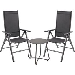 Garden Pleasure Balkonset &raquo;MARLA/VALERIA&laquo; Set, 3 tlg. einfache Montage grau Aluminium, Kunststoff, Stahl B/H/T: 140cm x 109cm x 140cm