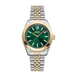 DKNY Damen DKNY Quarzuhr &raquo;Nolita Midi&laquo; Armbanduhr, Damenuhr, Edelstahlarmband, analog gr&uuml;n Einheitsgr&ouml;&szlig;e