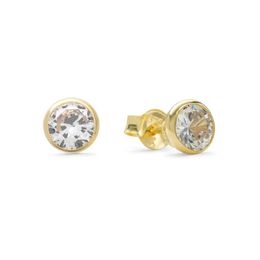 Amor Damen Paar Ohrstecker &raquo;2013788&laquo; mit Zirkonia (synth.) gold 6mm, Gelbgold 375