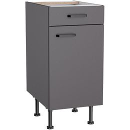 KOCHSTATION Unterschrank &raquo;KS-Paula&laquo; 40 cm breit, 87 cm hoch, mit 1 Schubkasten, 1 T&uuml;r, 1 Einlegeboden grau anthrazit, B/H/T: 40cm x 87cm x 58,4cm, 