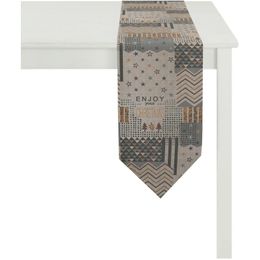 Apelt Tischband &raquo;5200 CHRISTMAS ELEGANCE, Weihnachtsdeko, Weihnachten&laquo; grau Polyester, Viskose B/L: 24cm x 175cm, 1 Stk., sechseckig