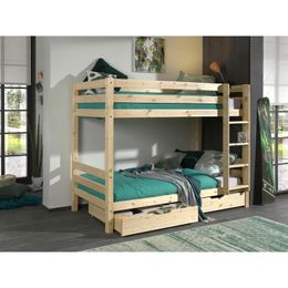 Vipack Etagenbett &raquo;Pino&laquo; Made in Europe, wahlweise mit Bettschublade beige Mit 2 Bettschubladen, Liegefl&auml;che B/L: 90cm x 200cm H: 161cm, kein H&auml;rtegrad, ohne