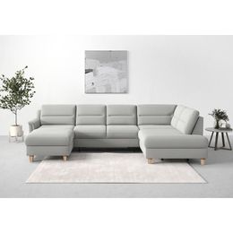 Sit & More sit&more Wohnlandschaft &raquo;Far&ouml; U-Form&laquo; inklusive Federkern, wahlweise mit Schlaffunktion und Bettkasten silber B/H/T: 325cm x 90cm x 187cm, Luxus-