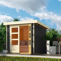 Karibu Gartenhaus &raquo;Arnis 2&laquo; Made in Germany grau Holzwerkstoff ohne Fu&szlig;boden, ohne Dacheindeckung