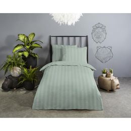 Descanso Babybettw&auml;sche &raquo;Hotel Sevilla&laquo; 2 Satin, Rei&szlig;verschluss, Wende, Luxe, Streifen, uni Satin, Obermaterial: 100% Baumwolle B/L: 100cm x 135cm, 1 Stk., 1 