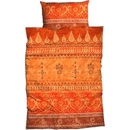 CASATEX Bettw&auml;sche &raquo;Indi&laquo; 2 Stk. romantisch, orientalisch, weich und gem&uuml;tlich orange Biber, Obermaterial: 100% Baumwolle B/L: 155cm x 220cm, 1 Stk., 