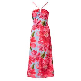 Adrianna Papell Mittellanges Sommerkleid Floral Crepe Ankle Dress in Blue/Pink Multi | Gr.: 48