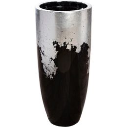Gilde Pflanzk&uuml;bel &raquo;&Uuml;bertopf XXL Konus schwarz; silberfarben&laquo; silber Fiberglas B/H/T: 36cm x 80cm x 36cm