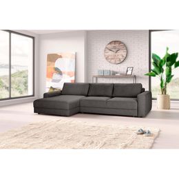 Trendmanufaktur Ecksofa &raquo;Bourbon II, mit extratiefer Sitzfl&auml;che und extrabreiter Recamiere&laquo; elegant und zeitlos, mit hohem Sitzkomfort, L-Form grau 