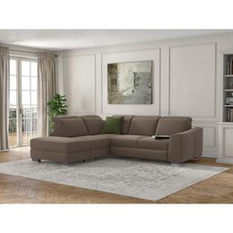 Sit & More sit&more Ecksofa &raquo;Dundee L-Form&laquo; mit Federkern und Edelstahlf&uuml;&szlig;en, wahlweise mit Kopfteilverstellung grau B/H/T: 263cm x 86cm x 219cm, Luxus-