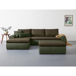 Home Affaire Ecksofa &raquo;Win L-Form, B: 285 cm - OTTO. Verl&auml;ssliche Qualit&auml;t.&laquo; 2 Zierkissen, optional Schlaffunktion & Bettkasten gr&uuml;n 100% Polyester B/H