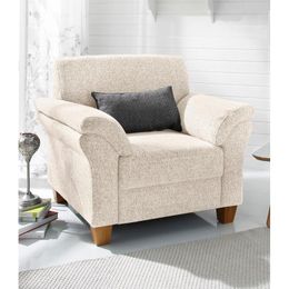 OTTO home Sessel &raquo;Borkum, B: 101 cm, Federkern-Polsterung, komfortable Sitzh&ouml;he 46 cm&laquo; Frei im Raum stellbar, Massivholzf&uuml;&szlig;e, wohnliches Design beige 