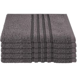 Schiesser Gaestehandtuecher &raquo;Milano aus 100% Baumwolle mit eleganter Bord&uuml;re in Hoch-Tief-Optik&laquo; Made in Green grau Frottier, Frottier B/L: 30cmx50cm, 5 Stk., 