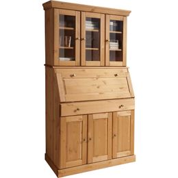 OTTO home Sekret&auml;r &raquo;Rosi im Landhausstil&laquo; Schreibtisch aus Massivholz, mit Vitrine, in 2 Breiten beige B/H/T: 100cm x 180cm x 42,5cm, 1 Stk.