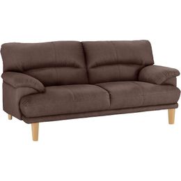 Trendmanufaktur 3-Sitzer &raquo;Cecilia, Sofa in italienischem Design&laquo; mit tollem Sitzkomfort, extrabequeme Armlehnen, Holzf&uuml;&szlig;e braun B/H/T: 200cm x 87cm x 