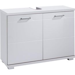 ByLiving Waschbeckenunterschrank &raquo;Nebraska&laquo; Breite 80 cm, Badezimmerschrank, MDF-Fronten in Hochglanz-Optik wei&szlig; FSC -zertifizierter Holzwerkstoff, 