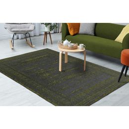 Kayoom Teppich &raquo;Kalea 325&laquo; rechteckig 8 mm H&ouml;he Flachgewebeteppich mit Relief-Design, Used-Look, moderne Farben gr&uuml;n Polyester B : 120cm 1 Stk., 8mm, L: 