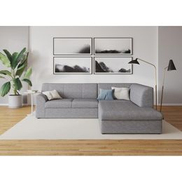 DOMO collection Ecksofa &raquo;Topper zeitlos elegant, kompakte Stellma&szlig;eL-Form&laquo; mit Ottomane, wahlweise mit Schlaffunktion grau B/H/T: 237cm x 78cm x 200cm