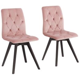OTTO home Esszimmerstuhl &raquo;Rania&laquo; (Set) 2 Stk.mit Massivholzbeinen rosa Holzwerkstoff, Massivholz, Polyester B/H/T: 45cm x 91cm x 55cm, 2 Stk., 