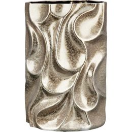 Casablanca by Gilde Tischvase &raquo;Relief, H&ouml;he ca. 37 cm, mit Dellen-Struktur&laquo; dekorative Vase aus Keramik, Blumenvase silber Keramik B/H/T: 24cm x 37cm 