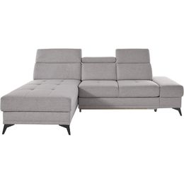 OTTO home Ecksofa &raquo;Cardiz L-Form&laquo; inkl.Kopfteilverstellung und Federkern wahlweise mit Schlaffunktion grau Webstoff (100% Polyester);Luxus-Microfaser 