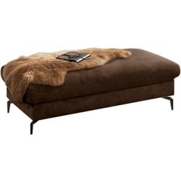 W.Schillig Polsterhocker F&uuml;&szlig;e in Schwarz pulverbeschrichtet braun Stoff S37 (100% Polyester): Luxus-Microfaser in Lederoptik B/H/T: 141cm x 42cm x 
