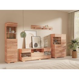 OTTO home Wohnwand &raquo;VETRO: besteht aus 2 Vitrinen, 1 Sideboard & 1 Wandregal, Wohnzimmer.&laquo; 4 Stk. tlg. braun Einheitsgr&ouml;&szlig;e